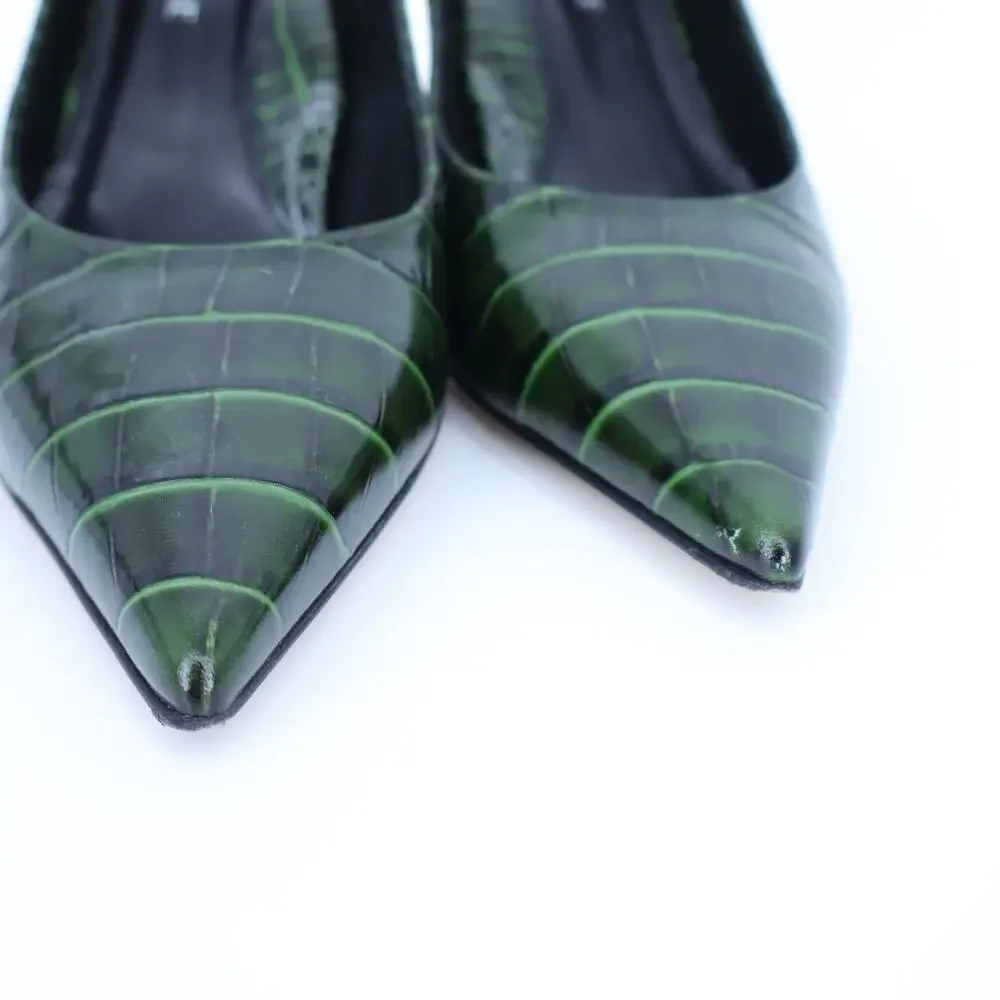 Marion Parke | Shoes | Marion Parke Classic Pump 85 Green Leather Croc ...